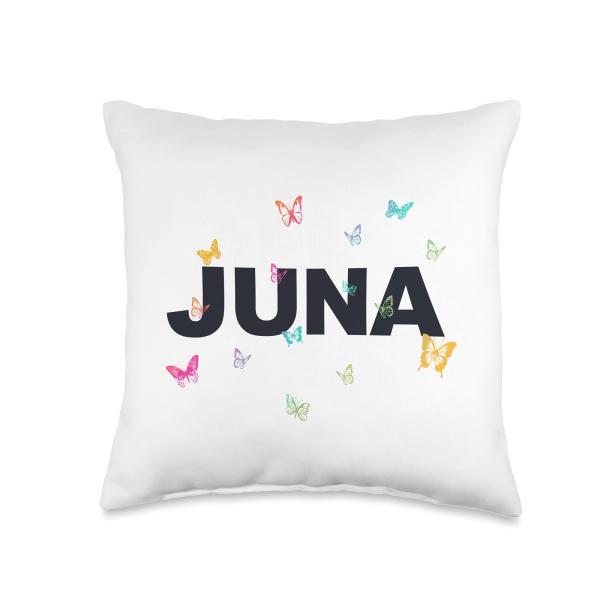 ・Beautiful Juna name with cute colorful Butterflies. Great gift idea for all who's name is Juna. For Women and Girls nam...