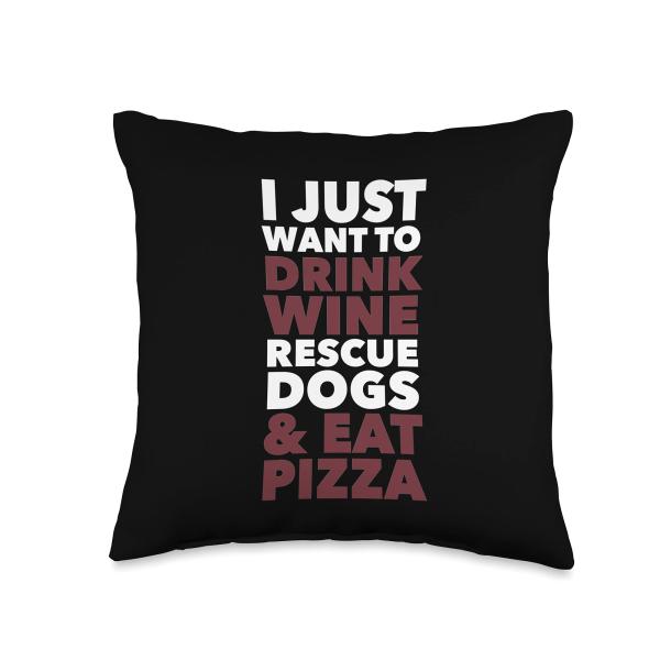 ・Drink Wine Rescue Dogs Eat Pizza T-shirt. For any wine fanatics that love ending the day sipping a big glass of wine wi...