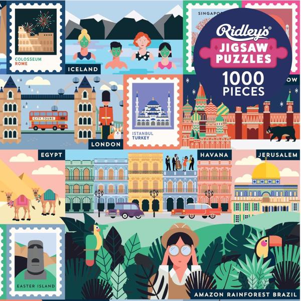 ・?1000 PIECE PUZZLE -- As you piece together this Awe-Inspiring Travel Destinations Bucket List Puzzle from Ridley's Gam...
