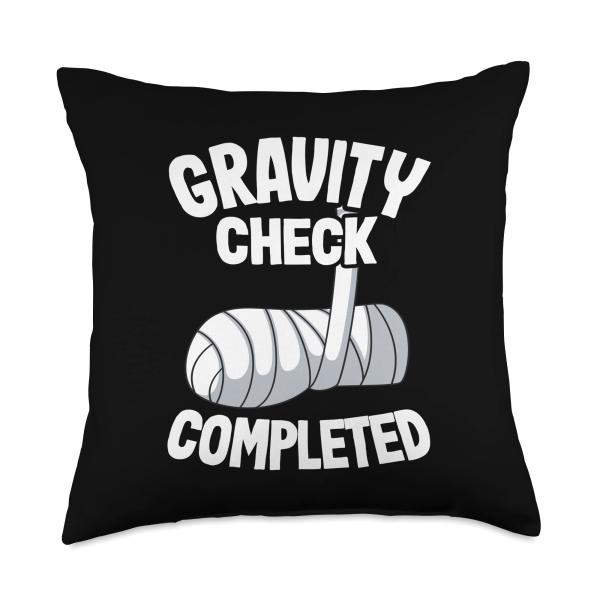 ・A funny get well soon broken hand surgery recovery design with "Gravity Check Completed" joke quote for all men, women ...