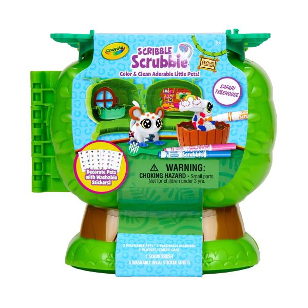・CRAYOLA SCRIBBLE SCRUBBIE SAFARI PETS TREEHOUSE: Includes 1 plastic treehouse environment storage case with foldable ha...