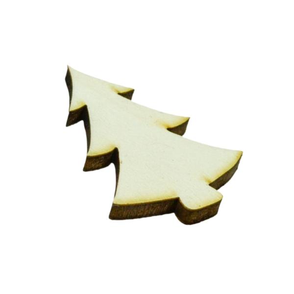 レーザーカットで仕上げたバーチ合板製のクリスマスツリー型ブランク素材。厚さ約5mm（0.25インチ）のDIYクラフト向けの未塗装素材です。ペイントパーティーやホームクラフトに最適で、一枚ごとに異なる木目模様が個性を演出します。