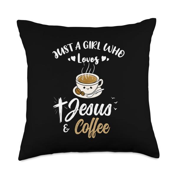 ・Faith and Coffee design. Just A Girl Who Loves Jesus And Coffee・100% spun-polyester fabric・Double-sided print・Filled wi...