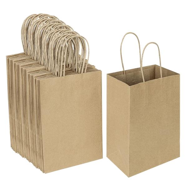 ・Gift Bags Small Size: 5.25 inches length, 3.25 inches wide, 8.25 inches high kraft paper bag with 3.5 inches handle. Ve...