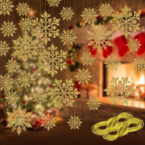 ・Glitter snowflakes decorations: One package includes 46 pcs of glittered snowflake Christmas tree decorations ornaments...