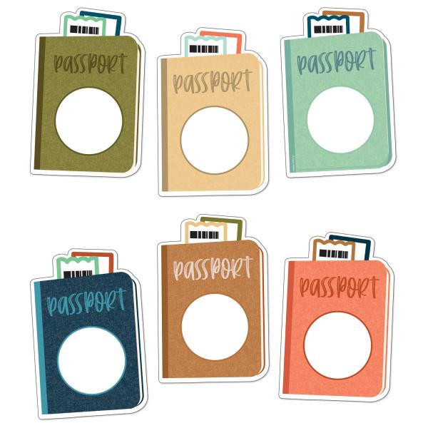 ・Travel D〓cor For Bulletin Board Decorations: Carson Dellosa's Let's Explore Passports Bulletin Board Cutouts add the pe...