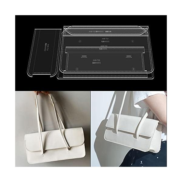 ・完成品は付属していません（参考画像のみ）。・テンプレート素材：透明アクリル。・完成品：ショルダーバッグ。・完成品サイズ：約26cm×13cm×8cm（10.25×5.18×3.18インチ）。・初心者の方は経験者の指導のもと制作することをお...