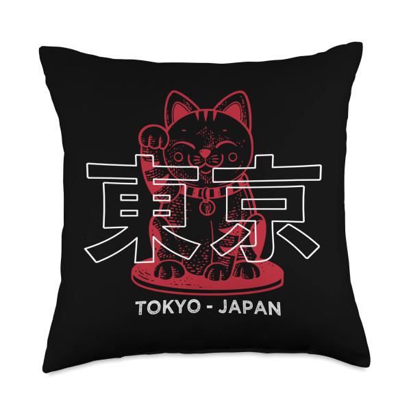 ・Maneki Neko lucky cat Japanese graphic with Tokyo written in Kanji alphabet. Unique good luck gift for Japan lovers, ma...