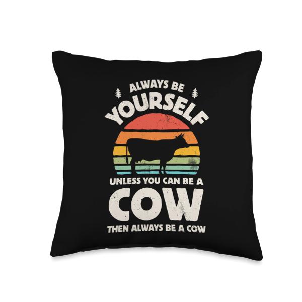 ・Always Be Yourself Unless You Can Be A Cow Then Always Be A Cow Funny Farm Animal Retro Vintage 60s 70s Design. Dairy f...