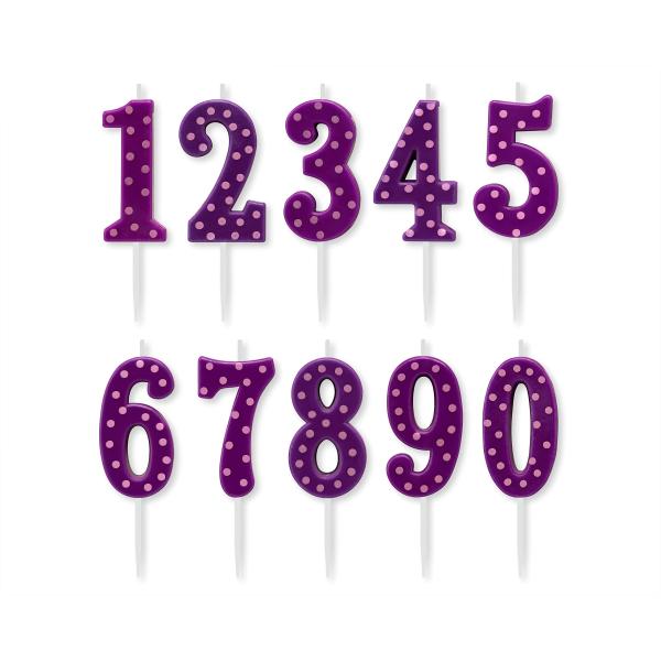 ・パープル水玉キャンドル10個、数字0~9・各キャンドルのサイズは3.25インチです。 x 0.375インチ。 つまようじなしのキャンドルの長さは1 7/8インチです。・大人の監督のもとで使用してください。・Papyrus ナンバーキャンド...