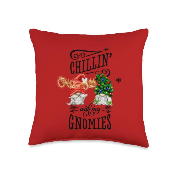 ・Design features cute gnomes, one with christmas hat, antlers and decorated with christmas tree lights and one with chri...