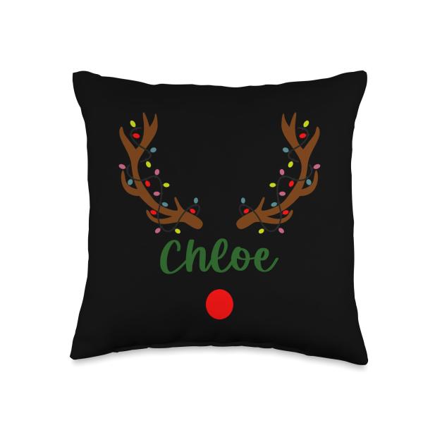 ・Personalized "Chloe" reindeer antlers design with festive Christmas lights. Perfect for holiday events, Christmas parti...
