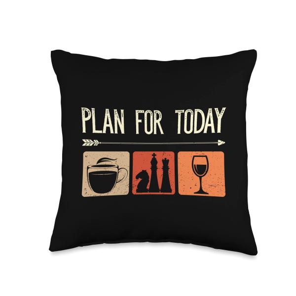 ・Coffee Chess Pieces and Wine Graphic and Quote: Plan for Today.・This fun chess players and chess club design is an awes...