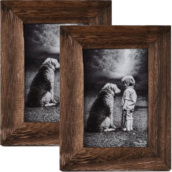 ・Material: made of natural solid wood, High definition real glass.・Simple Design: 4x6 inches distressed black wood pictu...