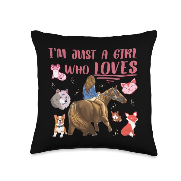 ・Just A Girl Who Loves Horse Dogs Cats Fox wolves lizard and guinea pig sayings horse arabian graphic design. eat sleep ...