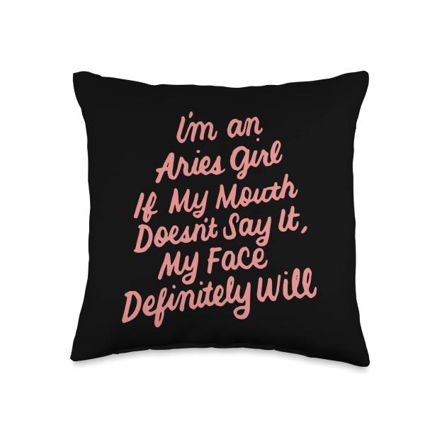 ・I'm An Aries Girl If My Mouth Doesn't Say It My Face Definitely Will, Get this funny Statement Quote Bday Gift "Aries G...