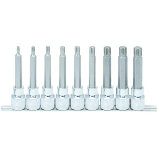 ・1/2" CHROMEplus RIBE bit socket set, long, 9 pcs M5-M14・1/2 "CHROMEplus RIBEビットソケットセット、ロング、9個M5-M14・プロパティ フォーム：ぎざぎざ インチ...