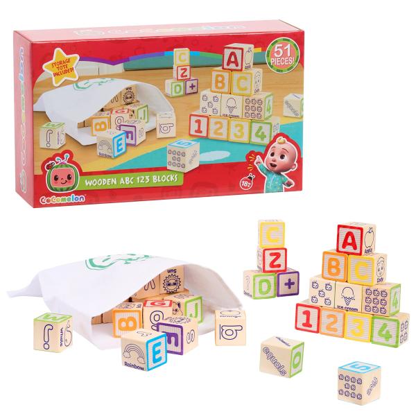 ・Includes: 50 wooden blocks and storage bag.・Learn and Play the CoComelon Way: The CoComelon Classic ABC Blocks set incl...
