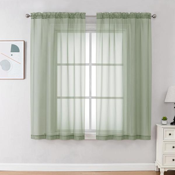・SOLD AS 2 PANELS: Sold as 2 panels sheer curtains per package, each panel measures 42" wide by 63" long, total width is...