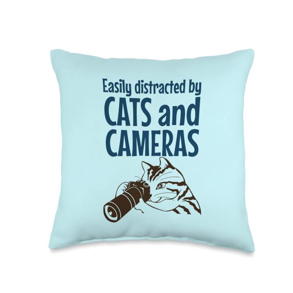 ・Easily distracted by Cats and Cameras - Funny feline ＆ photo design. Fun idea for the cat lover who is also into photog...