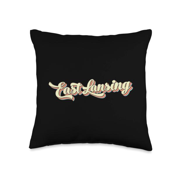 ・East Lansing Tee Retro Art Baseball Font Vintage Shirts. Retro lettering style from the 70s 80s 90s with vintage colors...