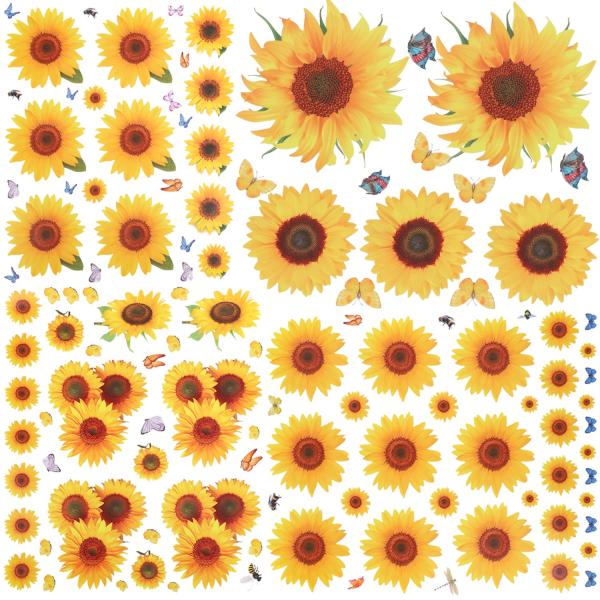・Packages: 4 sheets sunflower wall stickers, each sheet size of 25*29 cm/10*11.4 inch, including 6 sizes sunflowers, var...