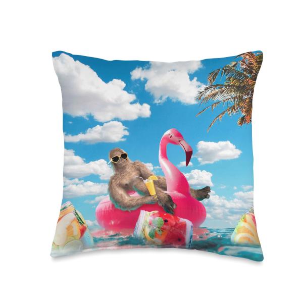 ・Bigfoot Big Foot Sasquatch On Flamingo Floatie Funny・100% spun-polyester fabric・Double-sided print・Filled with 100% pol...