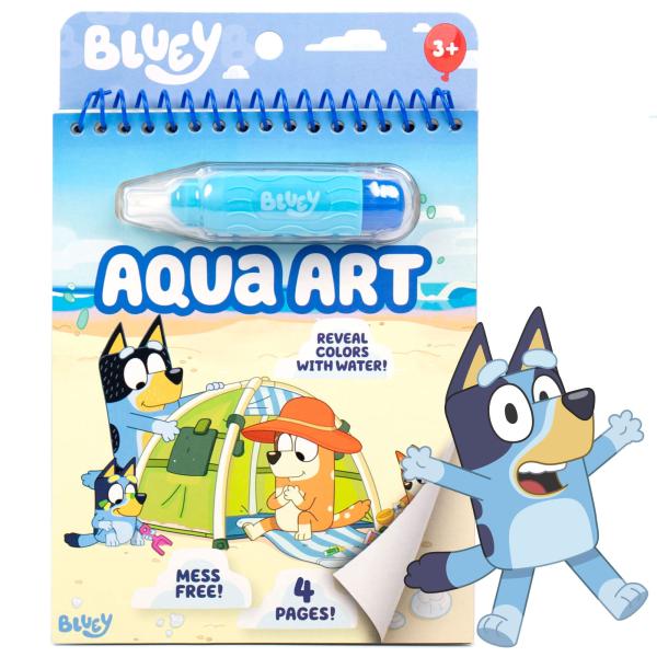 ・JUST USE WATER: This water-reveal activity pad features 4 aqua art sheets and 4 story sheets, putting an awesome, Bluey...