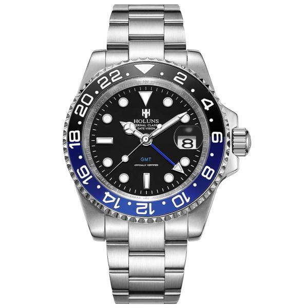 ・Classic Style For Men, GMT Automatic Movement,Screw-Down Crown ,One Way Rotatable Ceramic Bezel,NOTE:The blue＆black and...