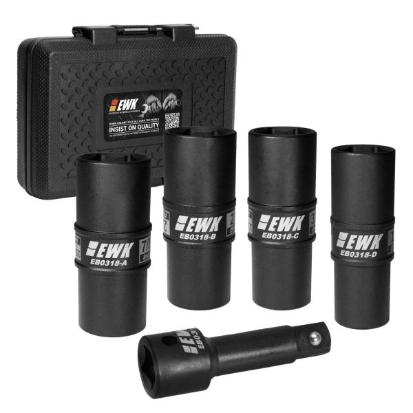 ・【All You Need】EWK double-sided flip socket set includes four 1/2" drive flip sockets in 17mm x 19mm, 21mm x 22mm, 3/4" ...