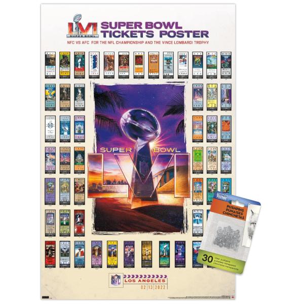 ・THIS TRENDS NFL LEAGUE - SUPER BOWL LVI - TICKETS WALL POSTER uses high-resolution artwork and is printed on PhotoArt G...