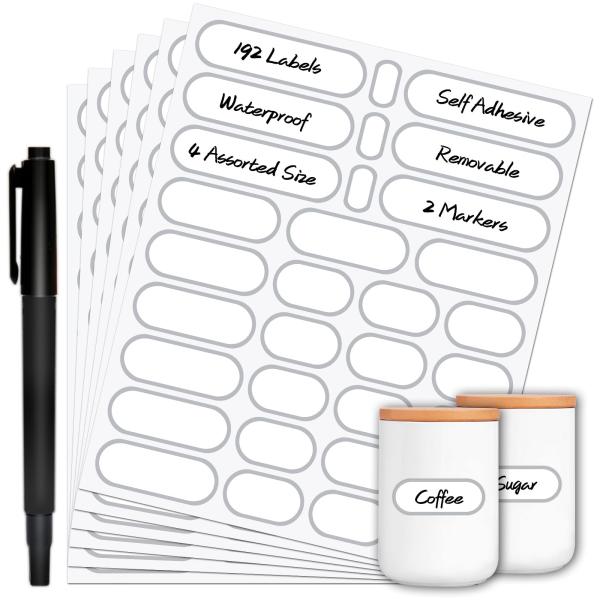 ・High-Value Pantry Labels Bulk: You will get 192 pcs bottle labels with a vintage silver border in 4 sizes to meet your ...