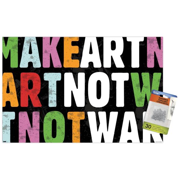 ・THIS TRENDS ERIN CLARK - MAKE ART NOT WAR WALL POSTER uses high-resolution artwork and is printed on PhotoArt Gloss Pos...