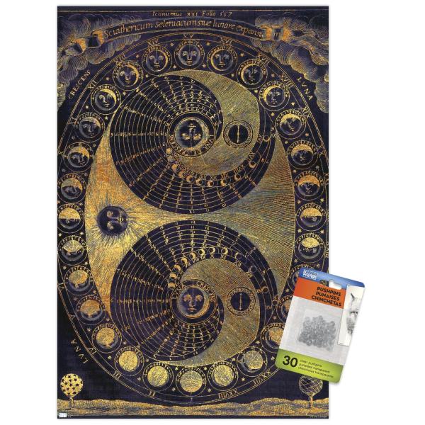 ・THIS TRENDS TINA LAVOIE - GOLDEN ELEMENTS OF THE MOON ASTRONOMY CHART WALL POSTER uses high-resolution artwork and is p...