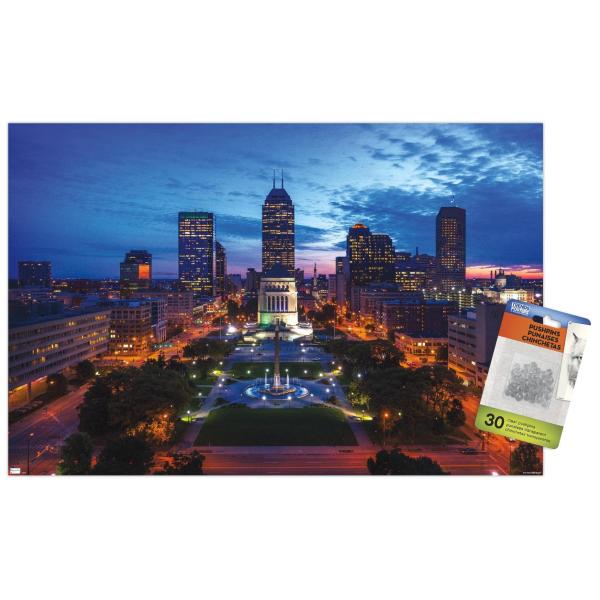 ・THIS TRENDS CITYSCAPES - INDIANAPOLIS, INDIANA WALL POSTER uses high-resolution artwork and is printed on PhotoArt Glos...