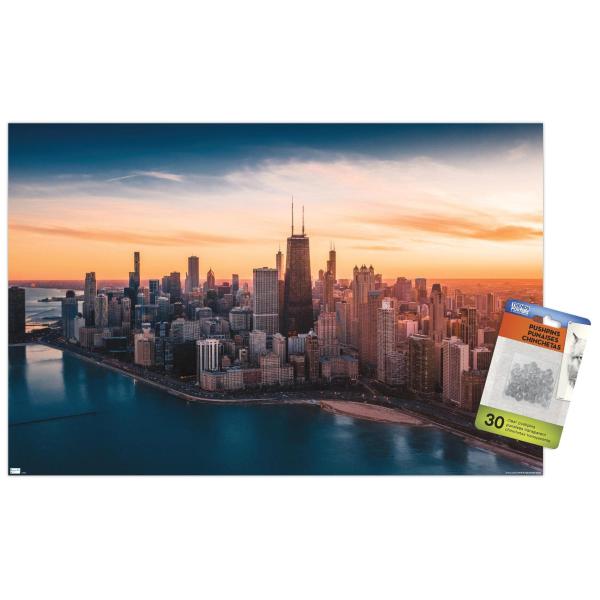 ・THIS TRENDS CITYSCAPES - CHICAGO, ILLINOIS WALL POSTER uses high-resolution artwork and is printed on PhotoArt Gloss Po...