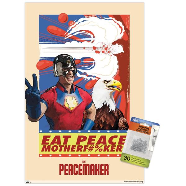 ・THIS TRENDS DC COMICS TV PEACEMAKER - EAT PEACE WALL POSTER uses high-resolution artwork and is printed on PhotoArt Glo...