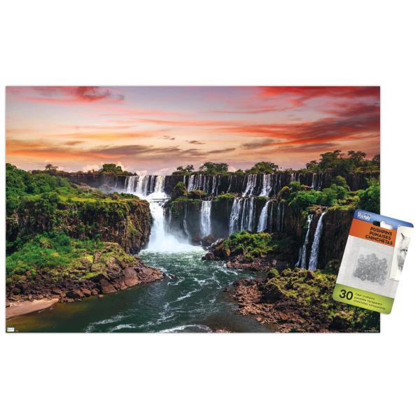 ・THIS TRENDS WONDERS OF THE WORLD - IGUAZU FALLS WALL POSTER uses high-resolution artwork and is printed on PhotoArt Glo...