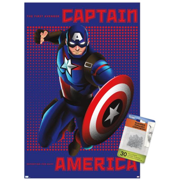 ・THIS TRENDS MARVEL SHAPE OF A HERO - CAPTAIN AMERICA WALL POSTER uses high-resolution artwork and is printed on PhotoAr...