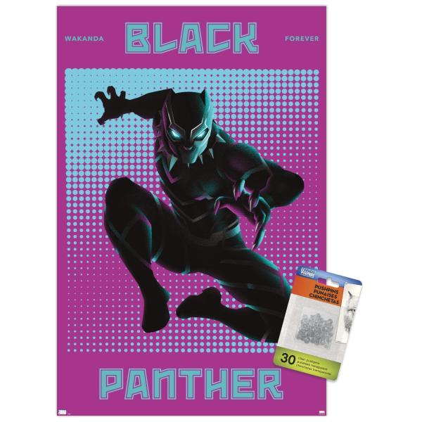 ・THIS TRENDS MARVEL SHAPE OF A HERO - BLACK PANTHER WALL POSTER uses high-resolution artwork and is printed on PhotoArt ...