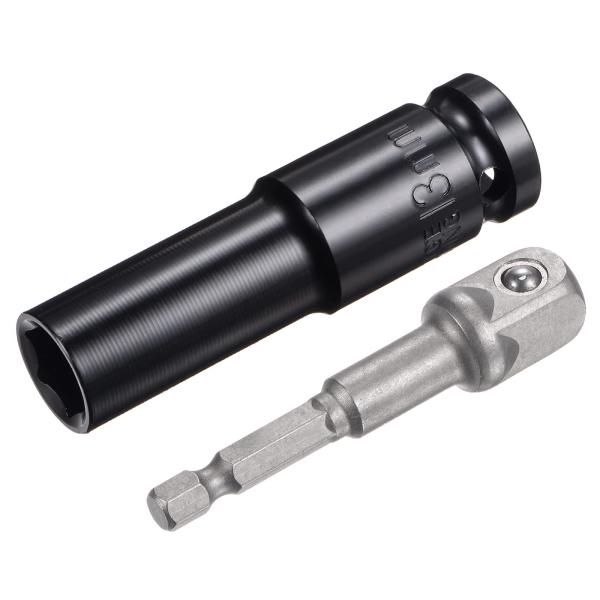 ・[Included] - 1/2" drive 13mm 6-point socket, 3" total length; 1/4" hex shank, 2.87" length socket adapter.・[Extra Depth...