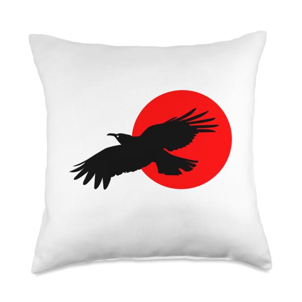 ・Our Raven Flying Raven and Sun Blackbird Crow Ornithology design features a black silhouette of a raven in flight and a...