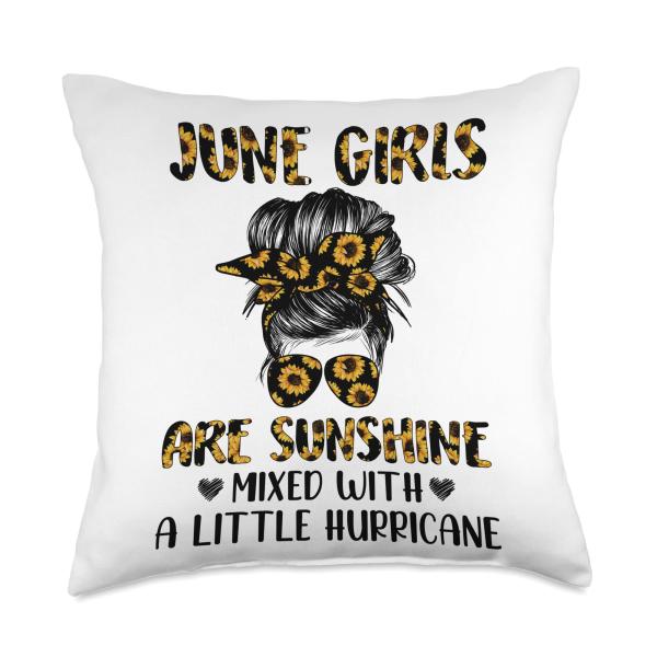 ・Funny birthday June Girl Messy Bun with Sunflowers. Born since June of being sunshine mixed with a little hurricane for...
