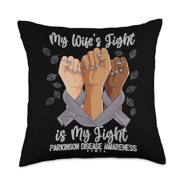 ・Parkinson's product for Parkinson's survivors, My Wife Fight Is My Fight Gray awareness ribbon Parkinson disease awaren...