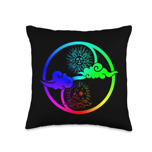 ・Yin and yang moon sun with clouds chakra tree of life spiritual mindful mandala zen yoga om symbol om sign buddhism gif...