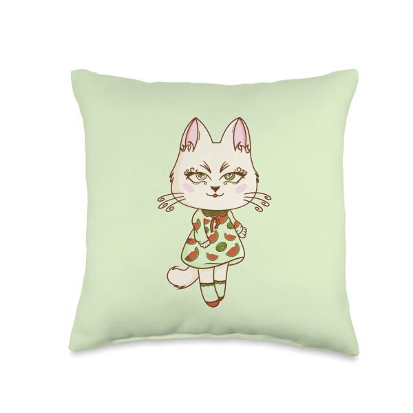 ・Chibi anime kawaii Watermelon cat design a cute Green pastel neko illustration for the cat lovers, car owners, anime, o...