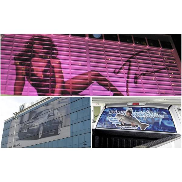 ・40% Perforated Film allows to see thru from Non-Printed Side・Great for windows, vehicle windows, Window Display, Buildi...