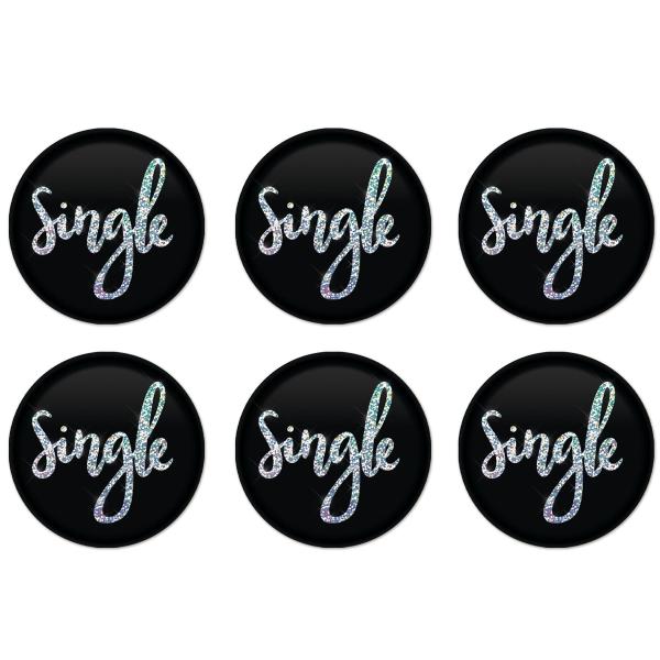・PROUDLY MADE IN THE USA・INCLUDES: 6 "Single" Buttons in the package - Bachelorette Party Buttons have a black backgroun...