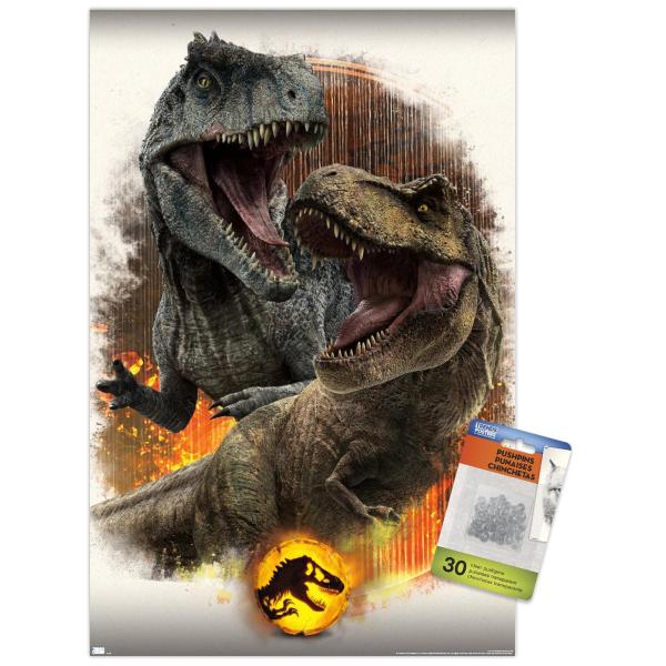 ・THIS TRENDS JURASSIC WORLD: DOMINION - GIGA VS T. REX WALL POSTER uses high-resolution artwork and is printed on PhotoA...