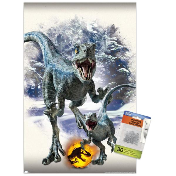 ・THIS TRENDS JURASSIC WORLD: DOMINION - BLUE AND BETA FOCAL WALL POSTER uses high-resolution artwork and is printed on P...